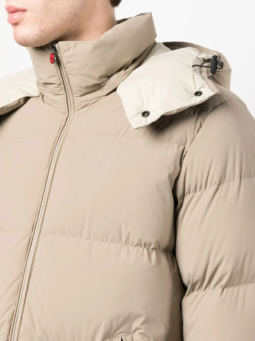 Kiton Embroidered Logo Feather-down Padded Jacket In Neutrals | ModeSens