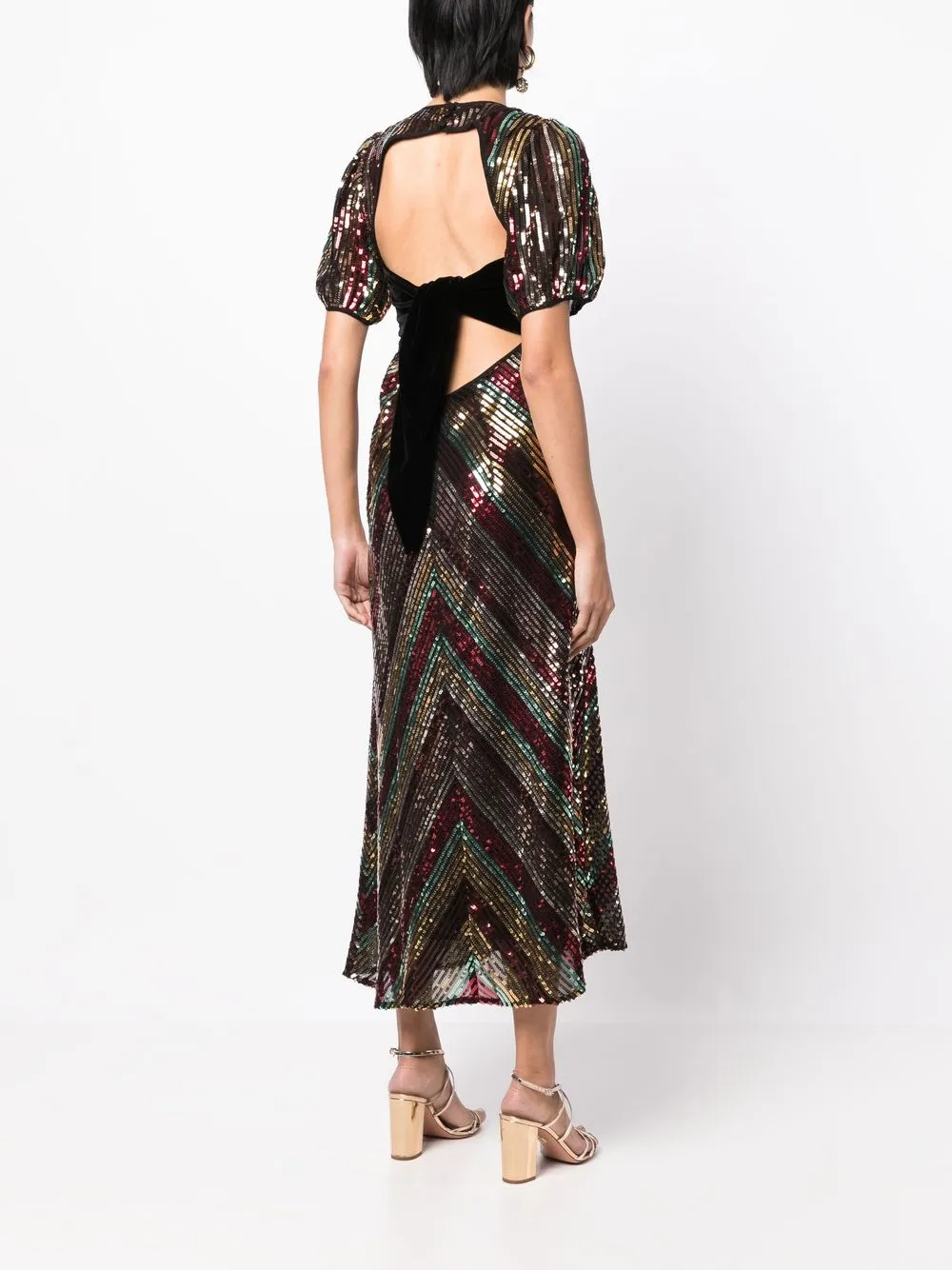 Rixo London Sequin Embellished Daisy Midi Dress In Multicolor Modesens