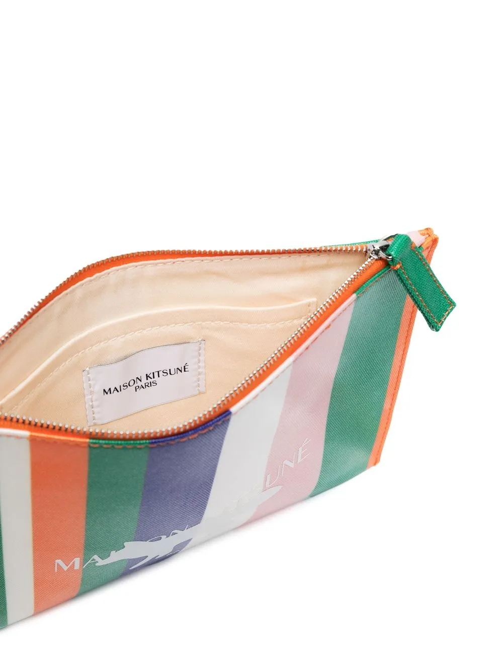 Maison Kitsuné Stripes Canvas Logo Pouch In Orange | ModeSens