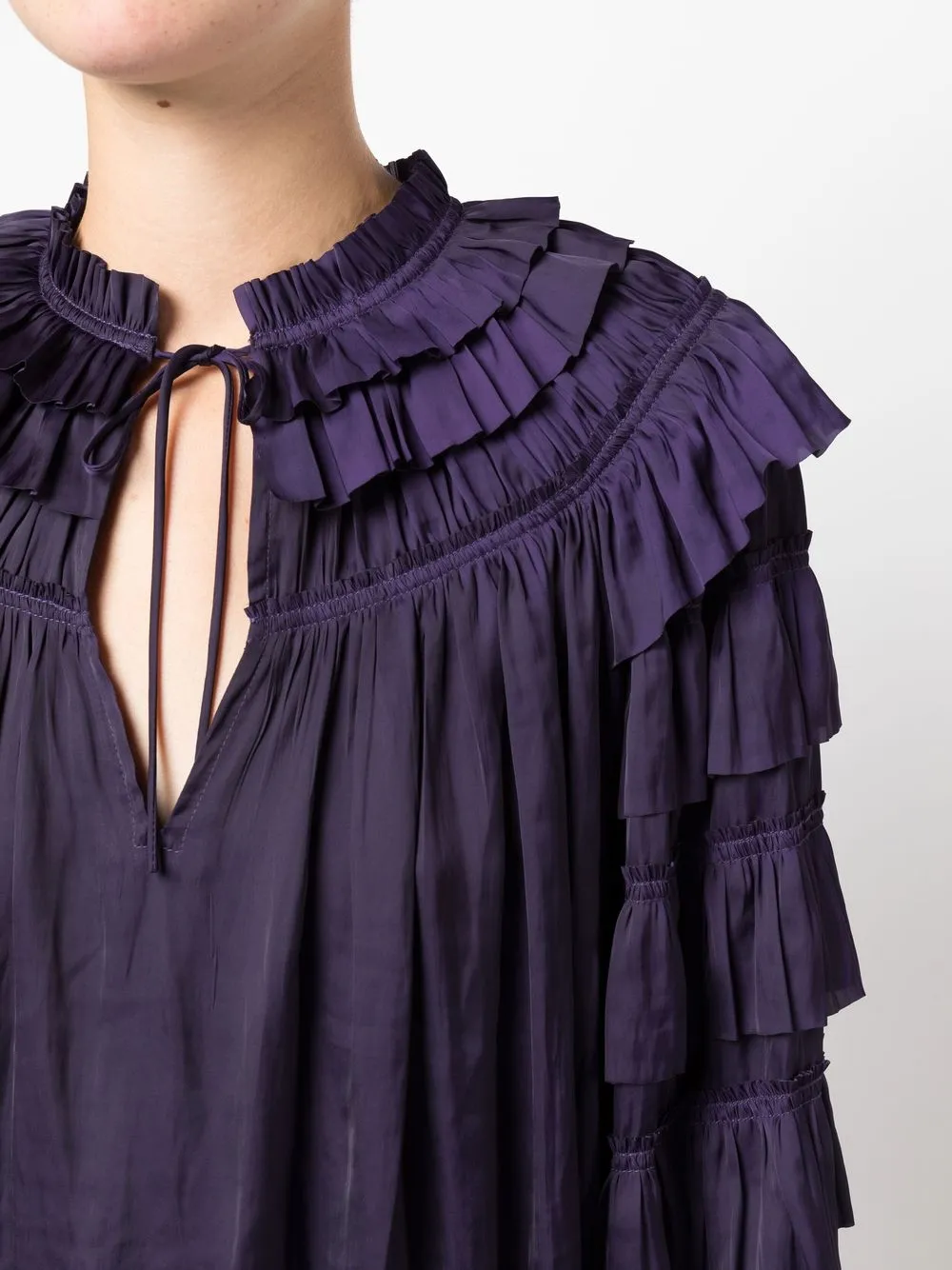 Ulla Johnson Lucy Tiered Sleeve Blouse In Viola | ModeSens
