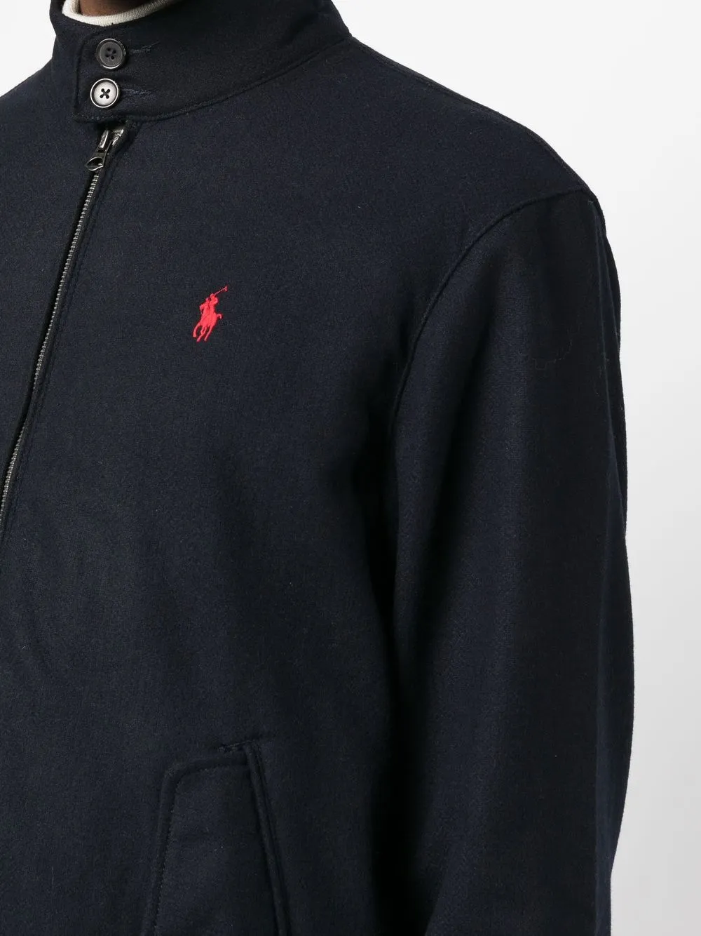 Polo Ralph Lauren Logo-embroidered Harrington Jacket In Blue | ModeSens