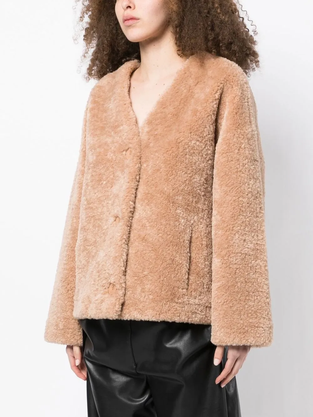 Stand Studio V-neck Faux-shearling Jacket In 褐色 | ModeSens Stand Studio V-neck Faux-shearling Jacket In 褐色 | ModeSens
