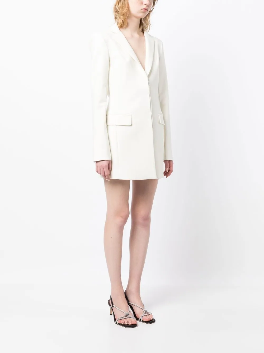 Area Crystal-embellished Mini Blazer Dress In White | ModeSens