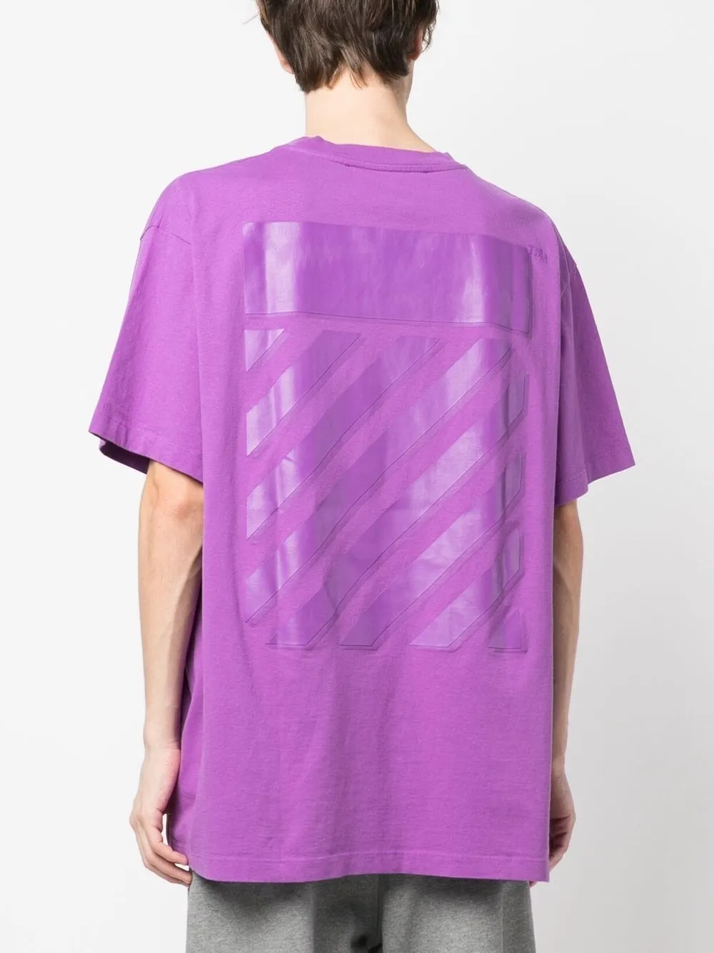 Off-White Diag-Stripe Cotton T-shirt | Purple | FARFETCH