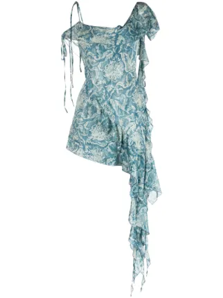 KNWLS Cyclo wallpaper-print Asymmetric Minidress - Farfetch