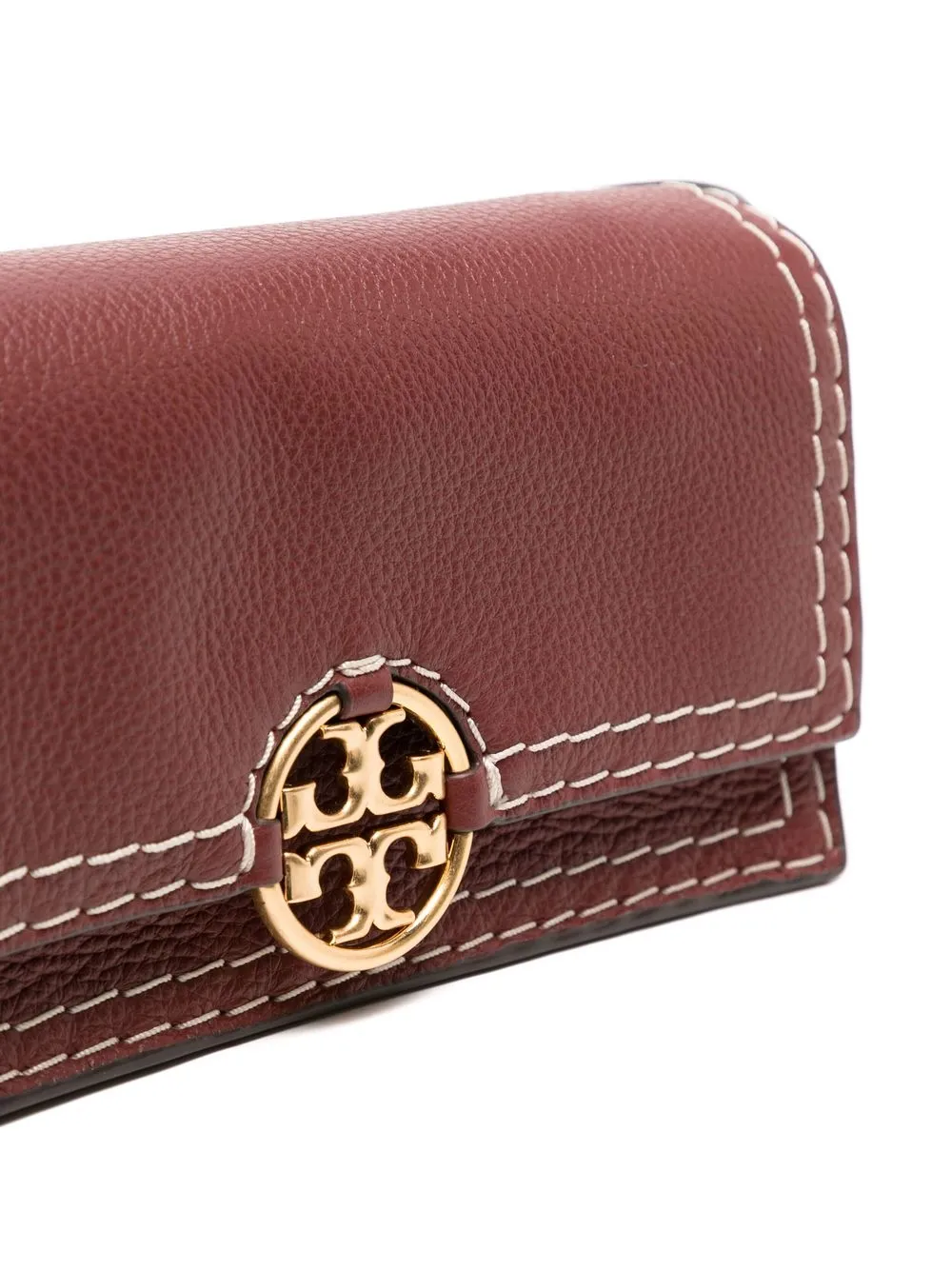 Tory Burch Logo Plaque Contrast Stitch Crossbody Bag In Red | ModeSens