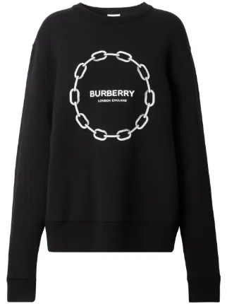 Burberry chain-print wool-cotton Sweatshirt | Black | FARFETCH