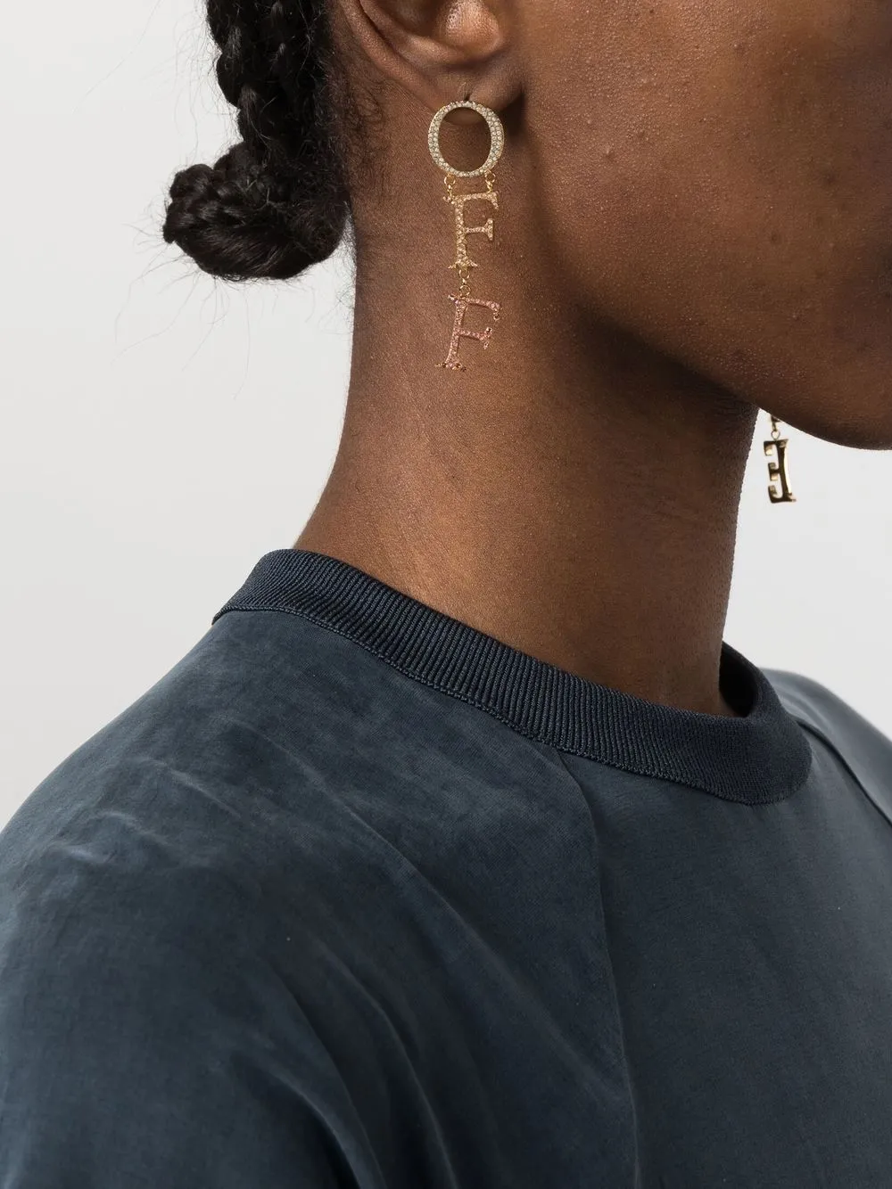 Off-White logo-engraved crystal-embellished Earrings | Gold | FARFETCH