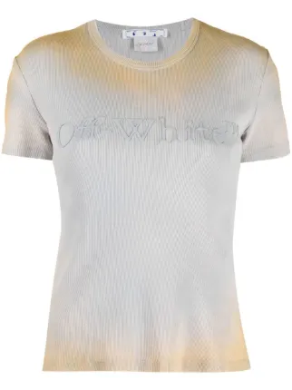 Off-White Laundry tie-dye Print Ribbed T-shirt | Grey | FARFETCH