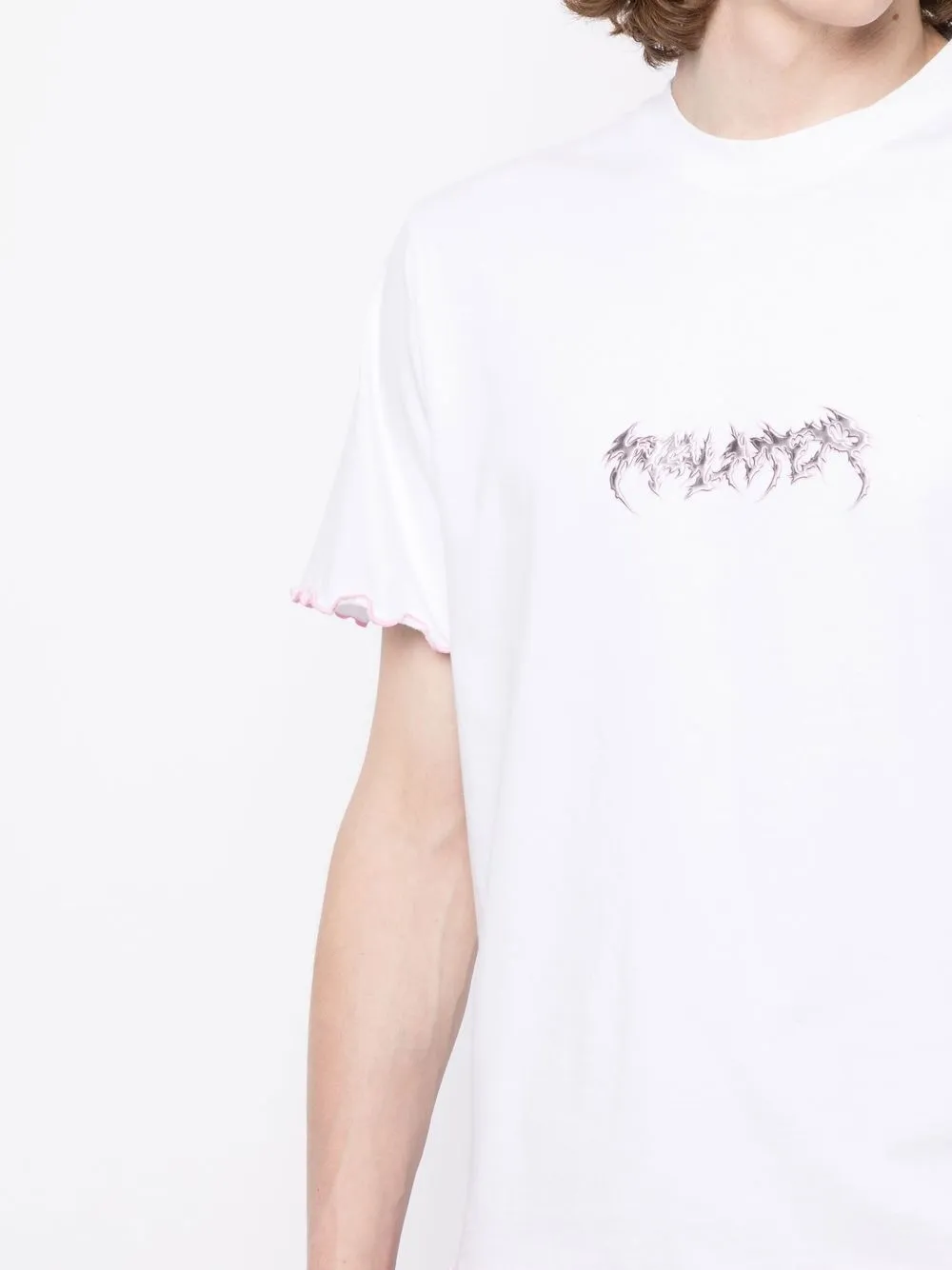 Palmer logo-print fluted-hem T-shirt - Farfetch
