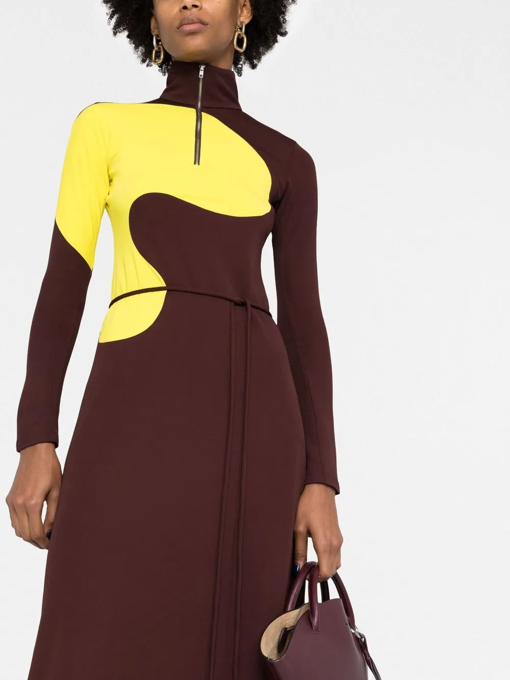 Tory Burch Colorblock Jersey Dress In Brown | ModeSens