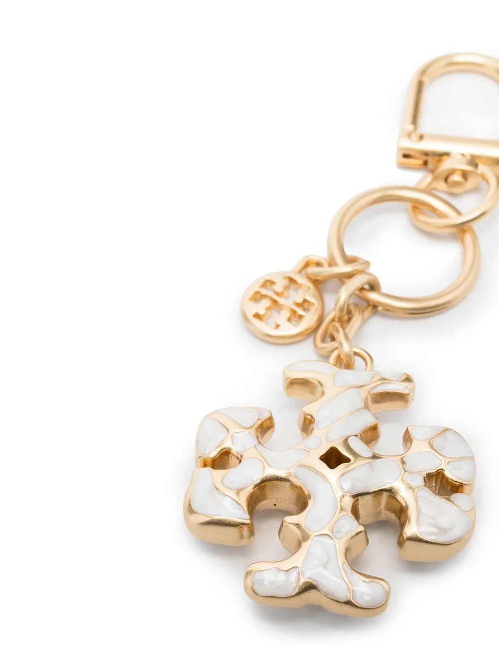 Tory Burch Double-t Logo Charm Keyring In White | ModeSens
