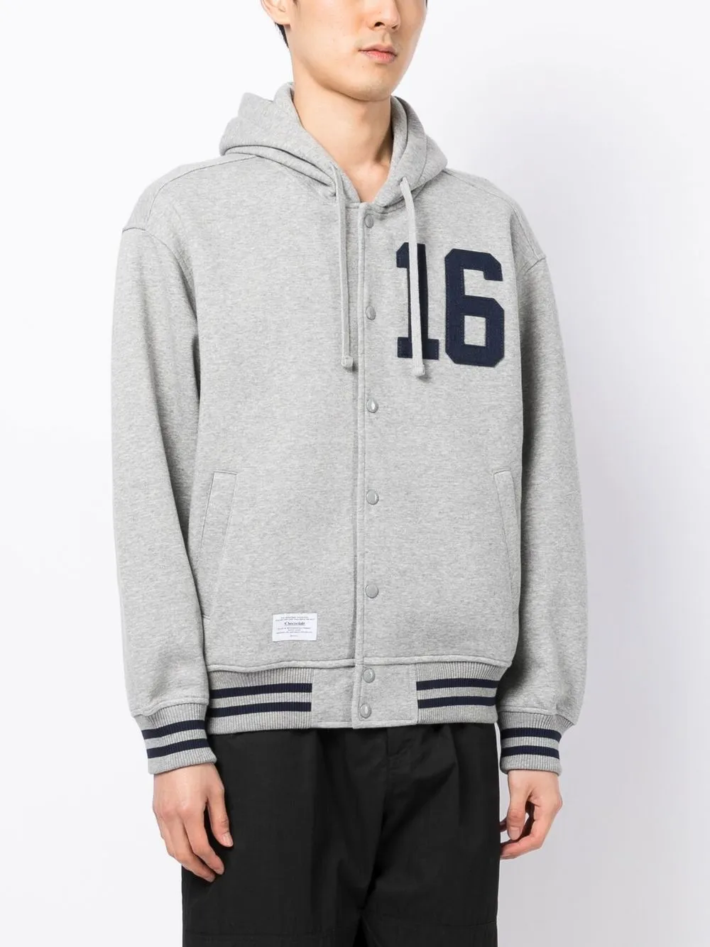 Chocoolate Slogan-patch Hooded Varsity Jacket In Grey | ModeSens