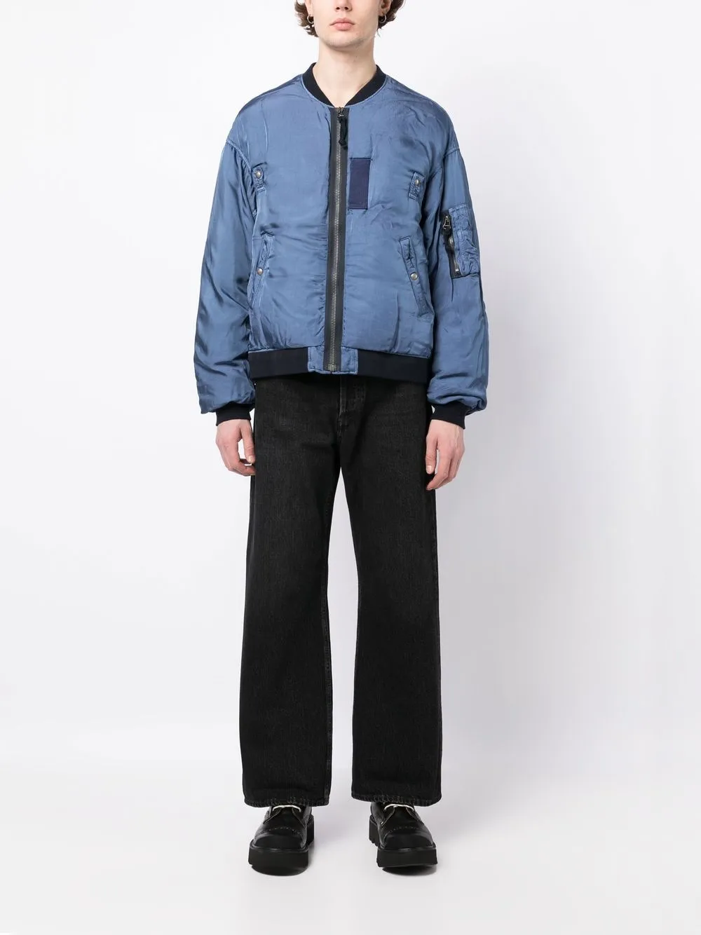 Visvim Thorson Down Bomber Jacket In Blue | ModeSens