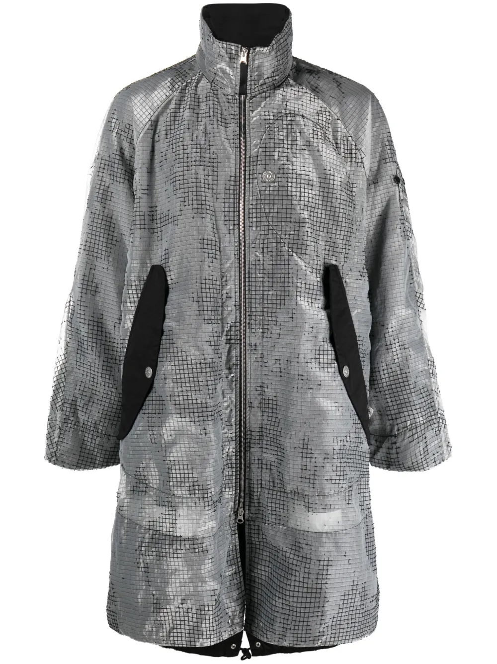 Stone Island Shadow Project grid-pattern zip-up Coat - Farfetch
