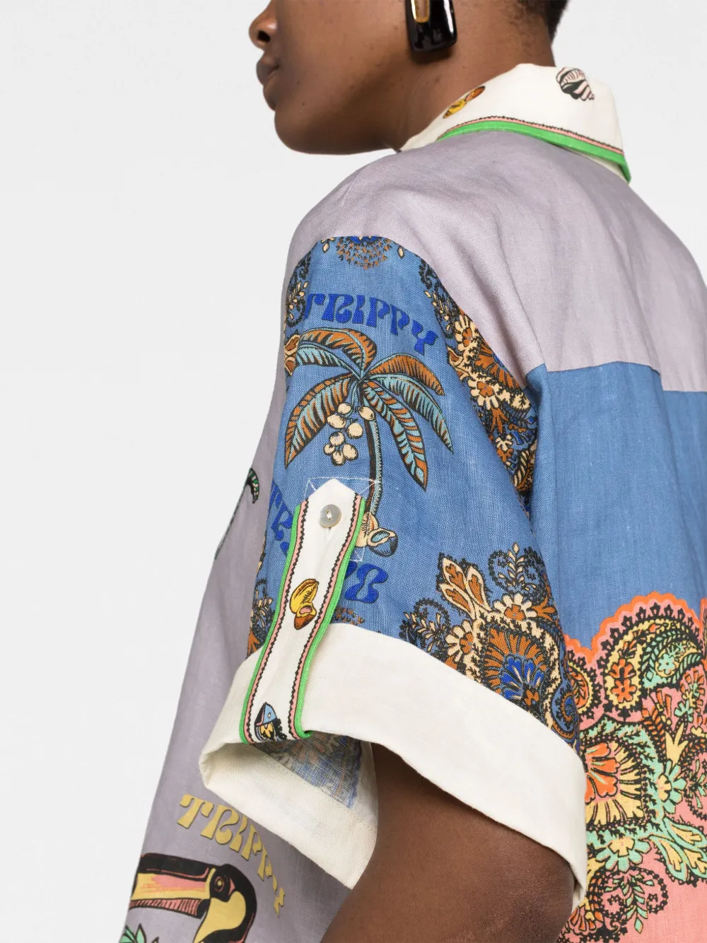 Alemais Patchwork-print Linen Shirt In Multi | ModeSens