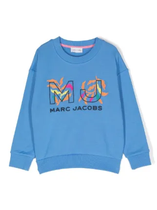 Marc Jacobs Kids logo-embroidered crew-neck Sweatshirt | Blue | FARFETCH