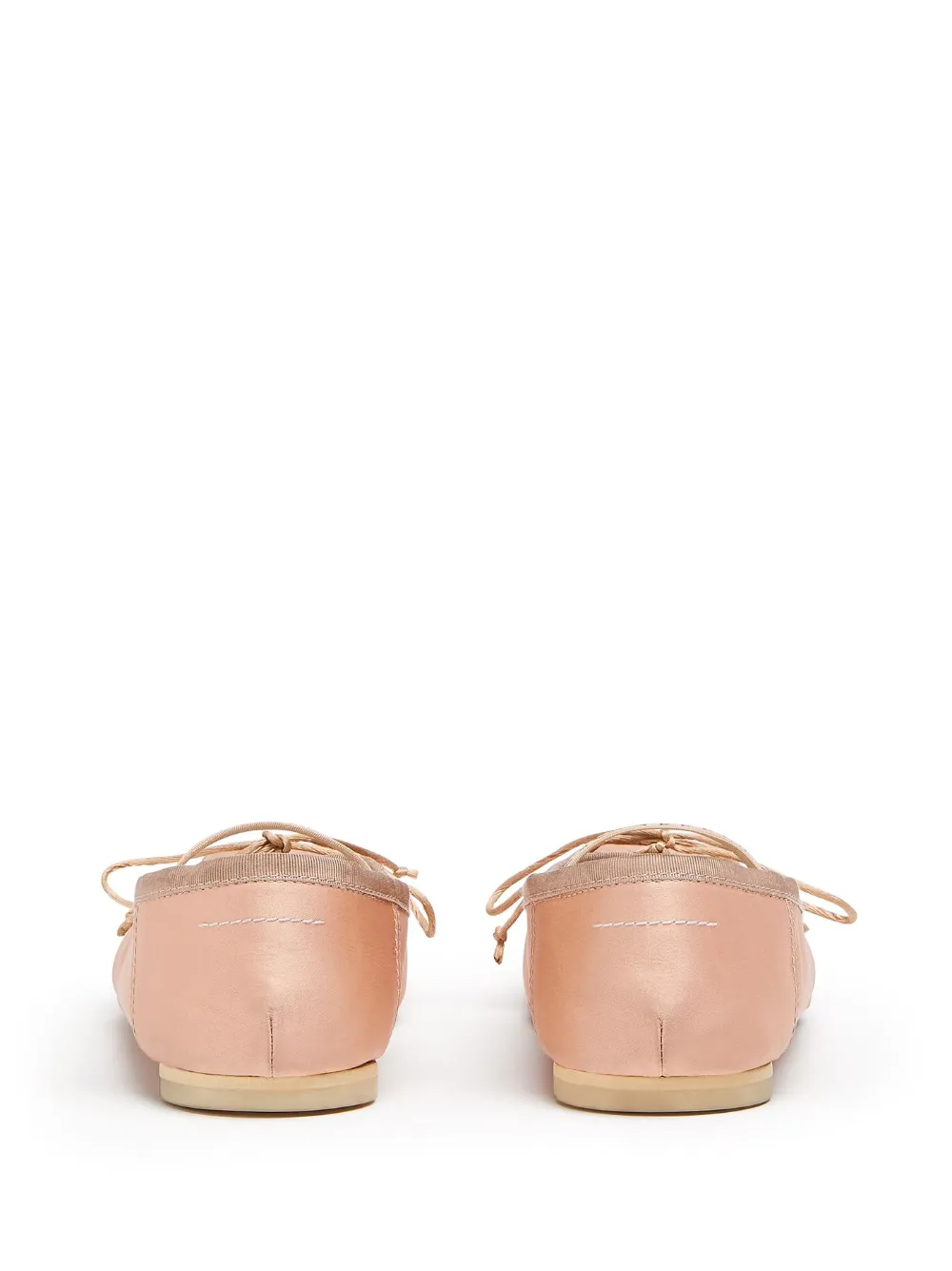 Mm6 Maison Margiela Logo Print Elastic Band Square Toe Satin Ballerina ...