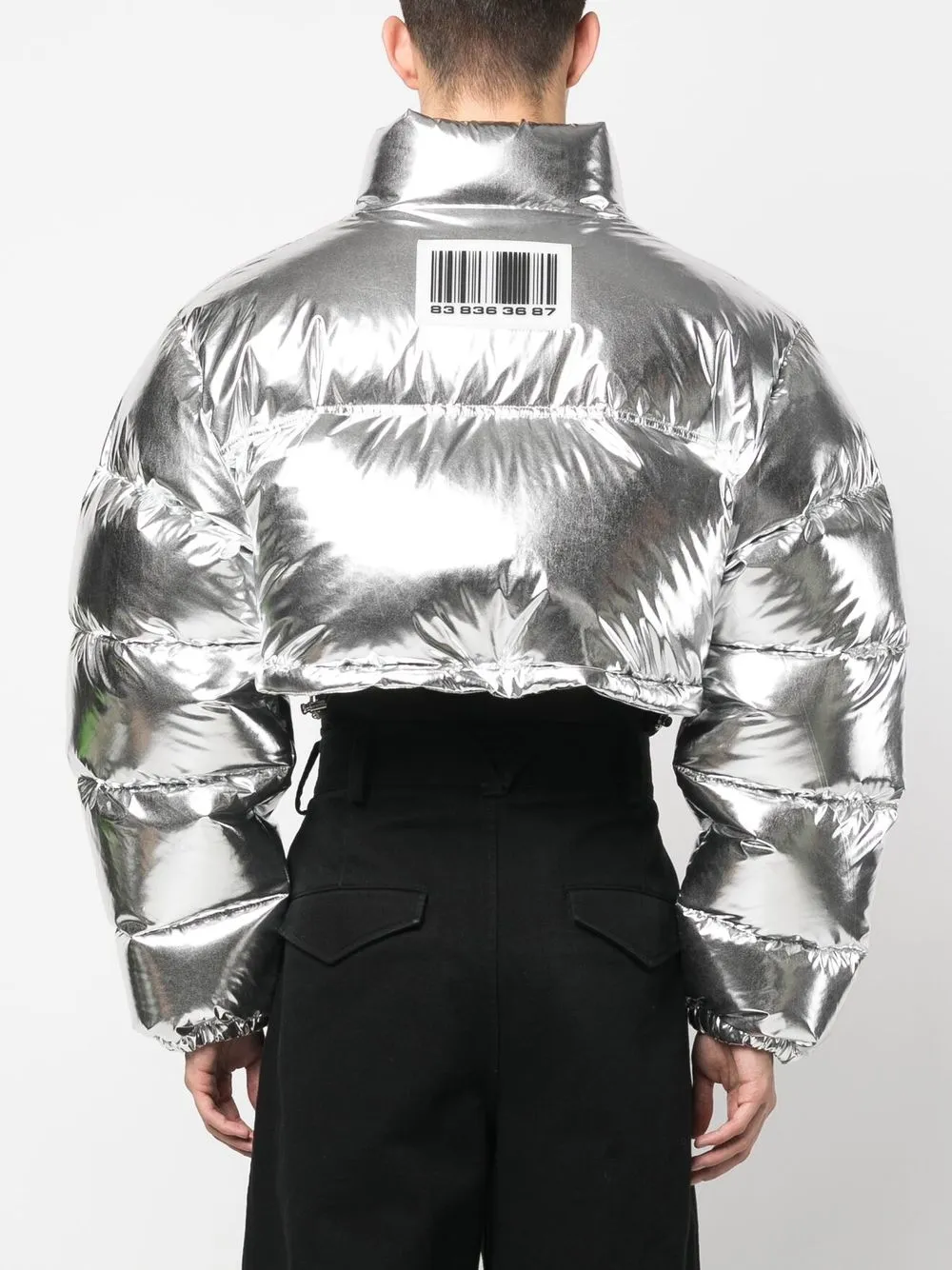 Vtmnts Cropped Metallic Down-padded Jacket In Silver | ModeSens