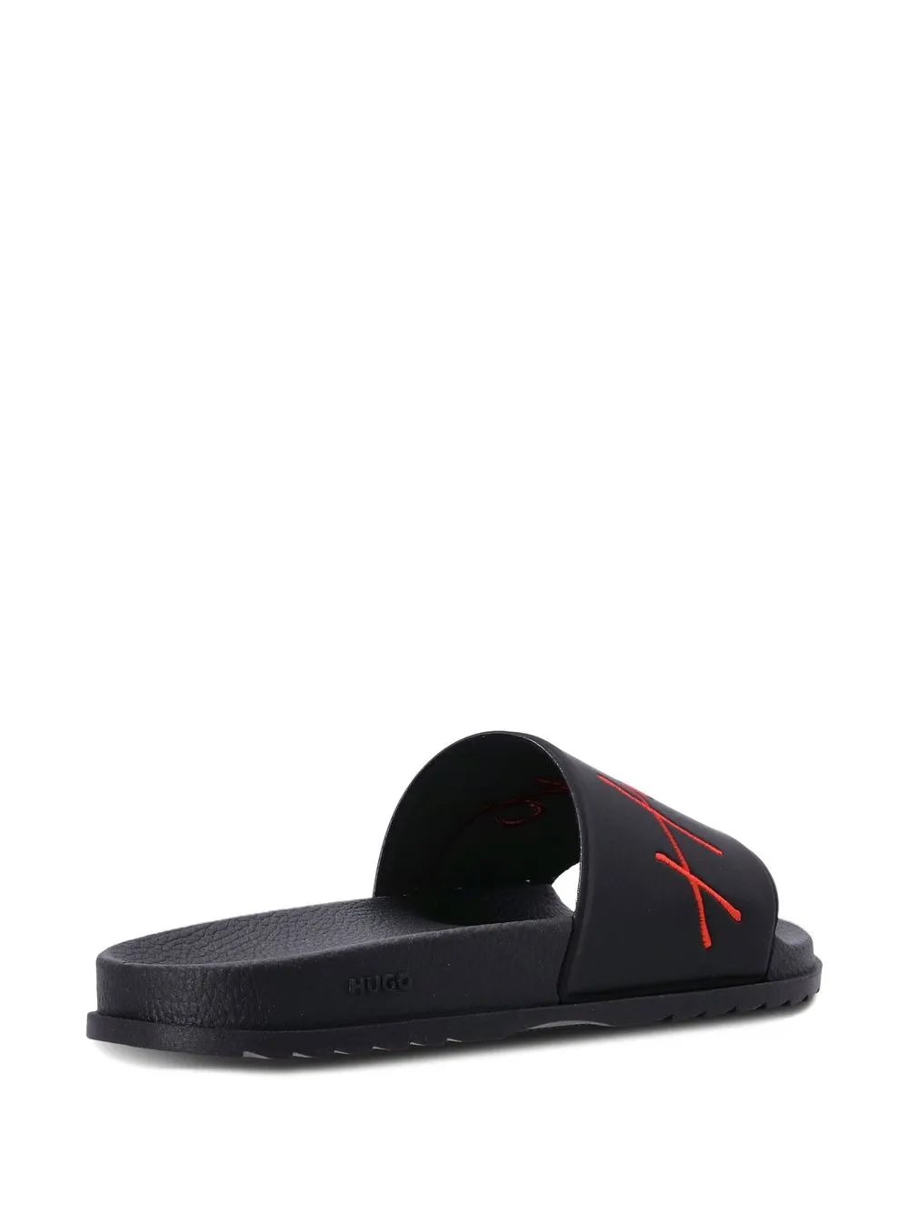 Hugo Handwritten Logo Detail Slides In Black | ModeSens