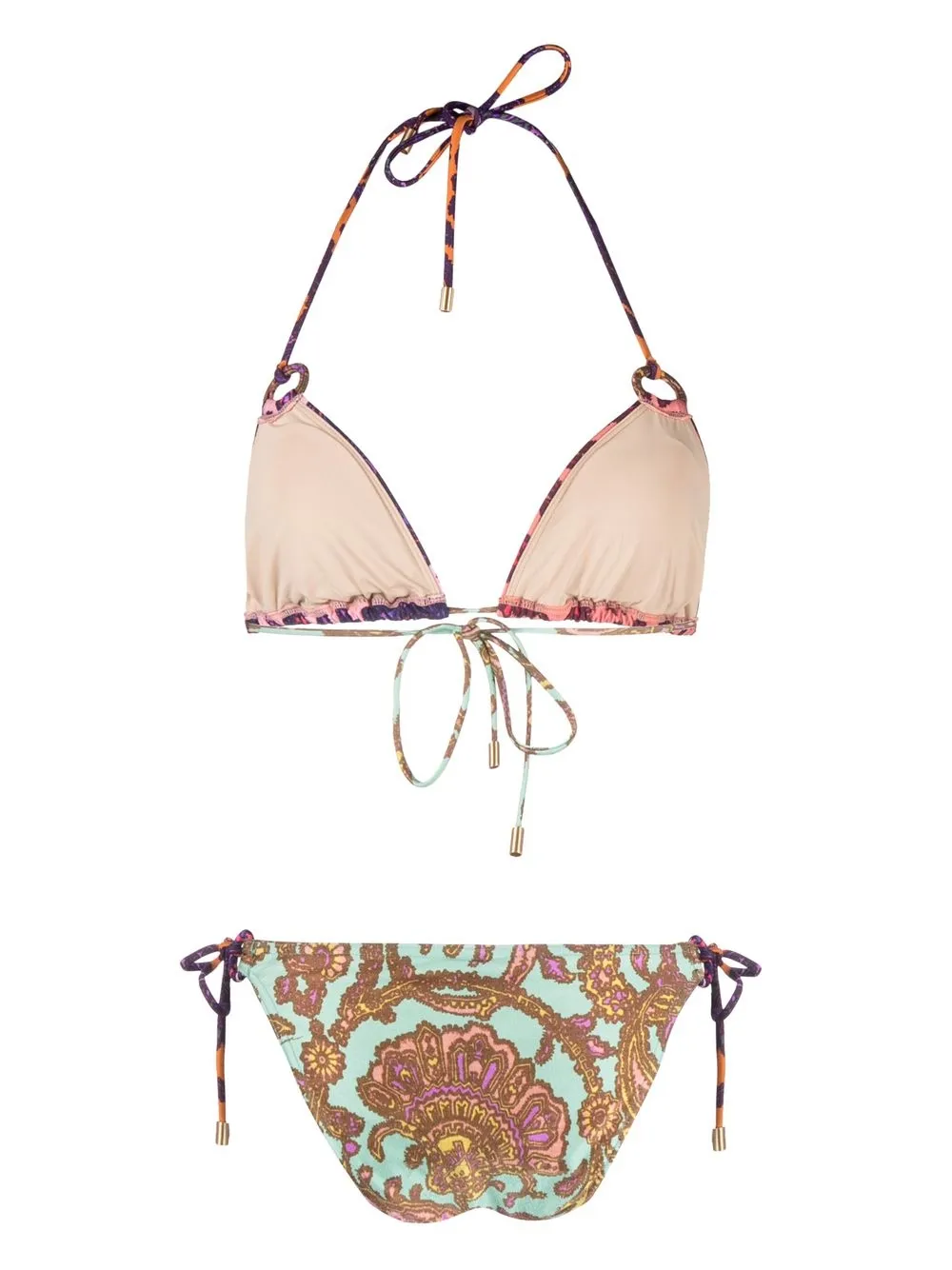 Zimmermann Tiggy Paisley Ring Tie Two Piece Bikini Set In Multicolor