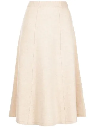 LoveShackFancy Long Flared wool-cashmere Skirt | Neutrals | FARFETCH