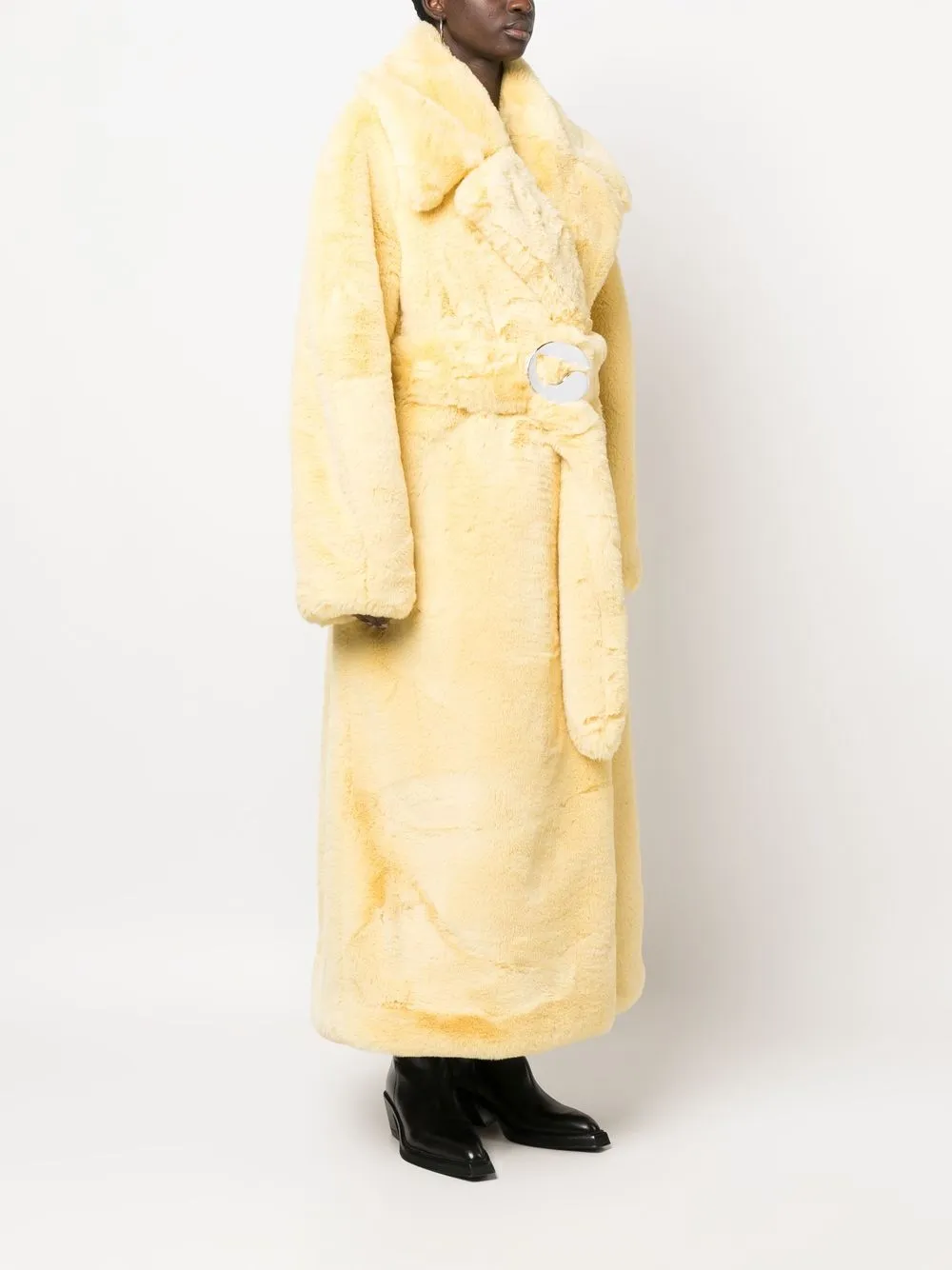Coperni Faux Fur Belted Maxi Coat In 黄色 | ModeSens