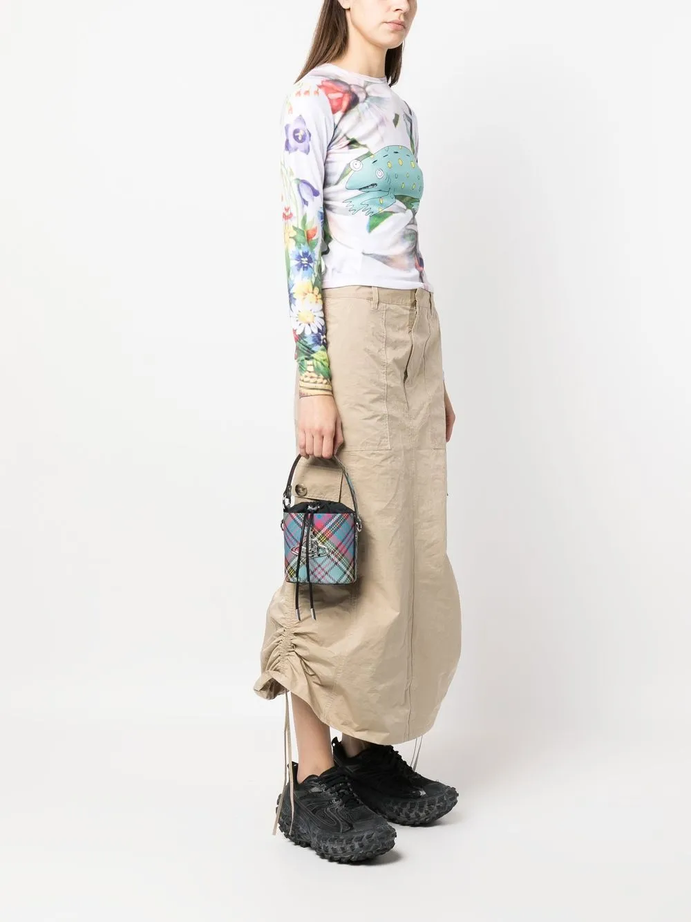 Vivienne Westwood Tartan-pattern Orb-plaque Bucket Bag In Blue | ModeSens