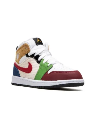 Jordan Kids Jordan 1 Mid SE "Patchwork" Sneakers | White | FARFETCH TR