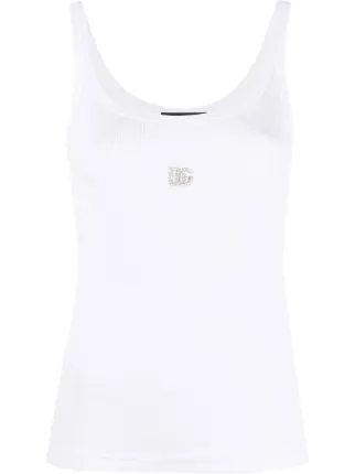 Dolce & Gabbana DG crystal-embellished Tank Top | White | FARFETCH