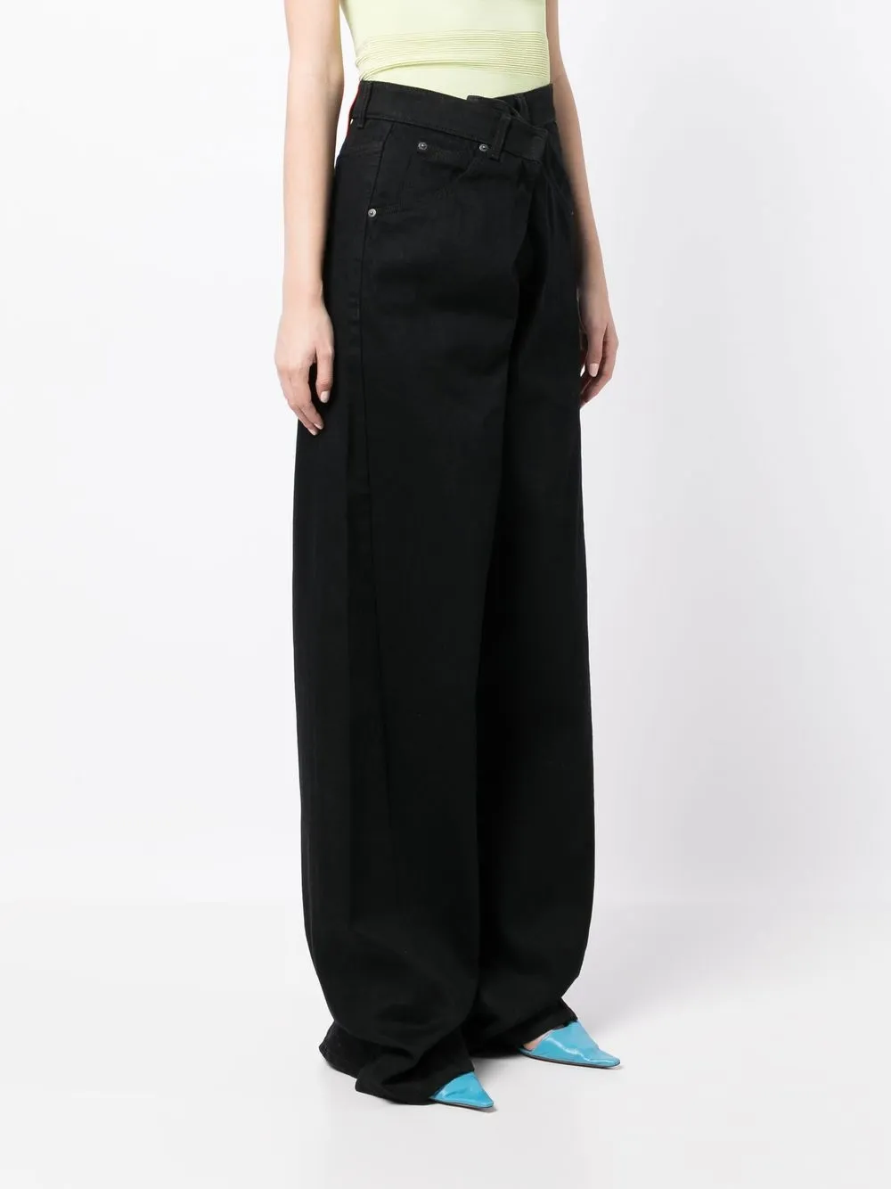 Darkpark Ines Deconstructed Wide-leg Jeans In Black | ModeSens