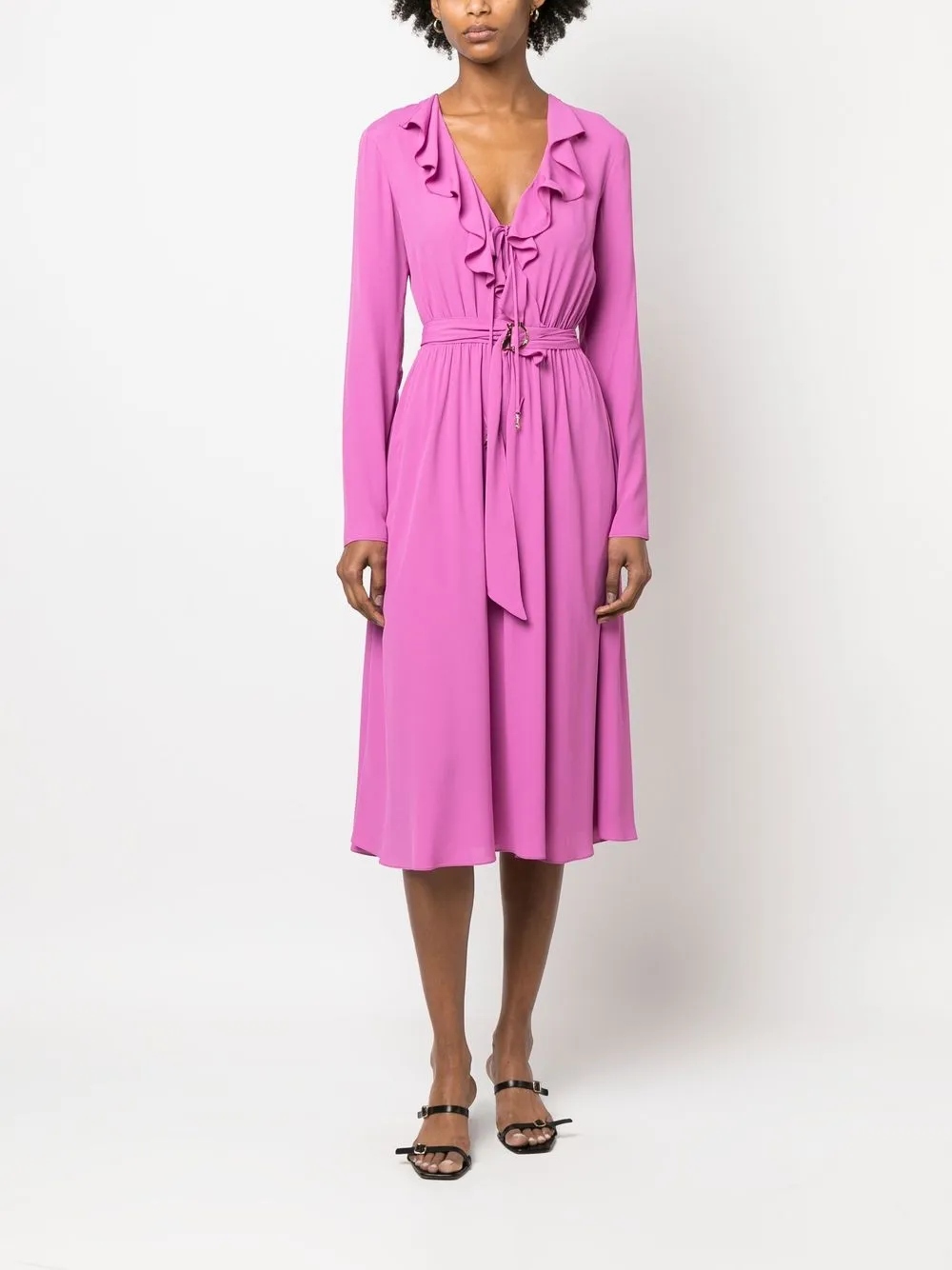 Patrizia Pepe Ruffled Midi Dress In Rosa | ModeSens