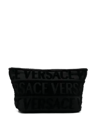 Versace flocked-logo Wash Bag | Black | FARFETCH HK