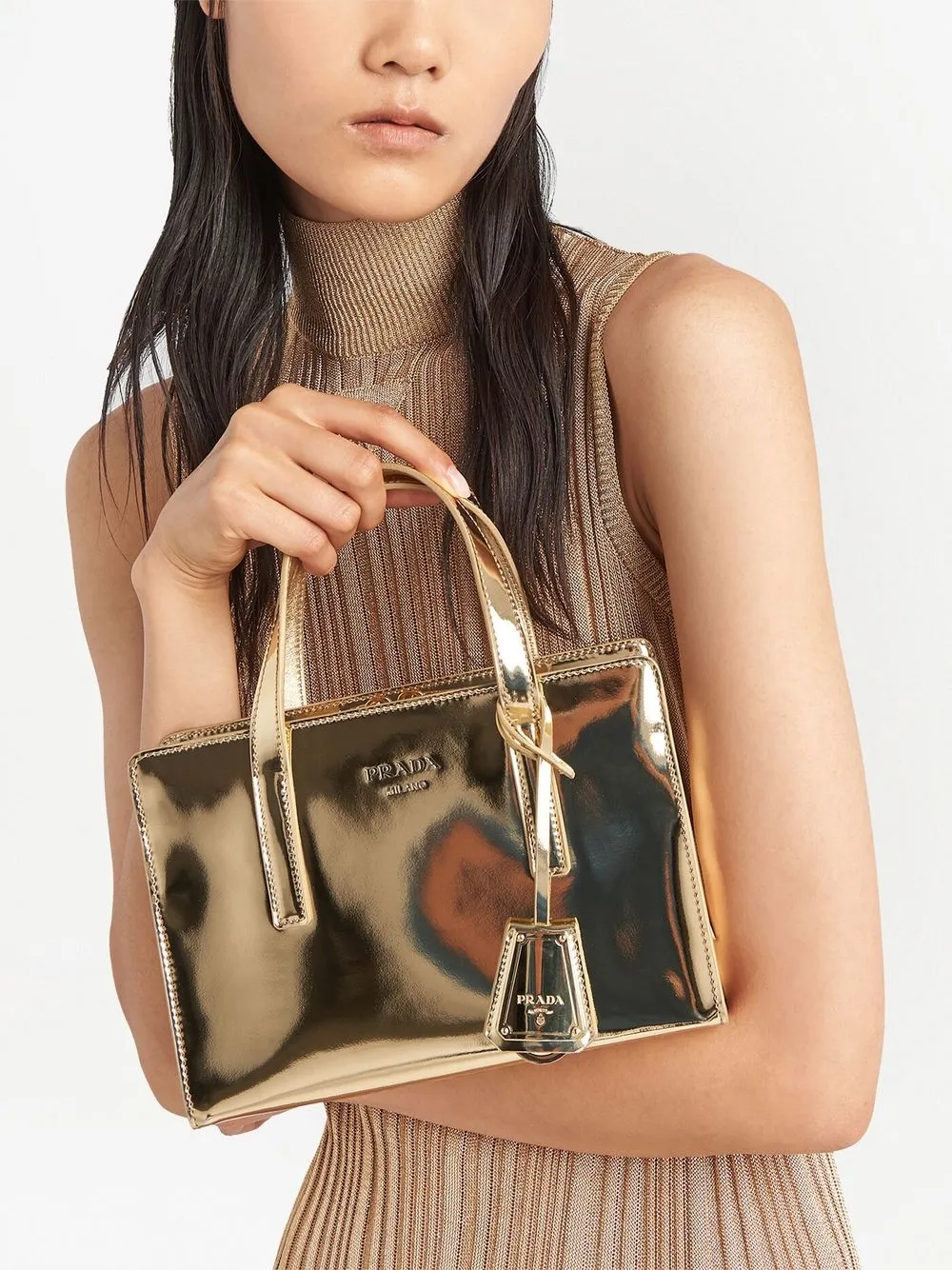 Prada Re-Edition 1995 Metallic Tote Bag | Gold | FARFETCH