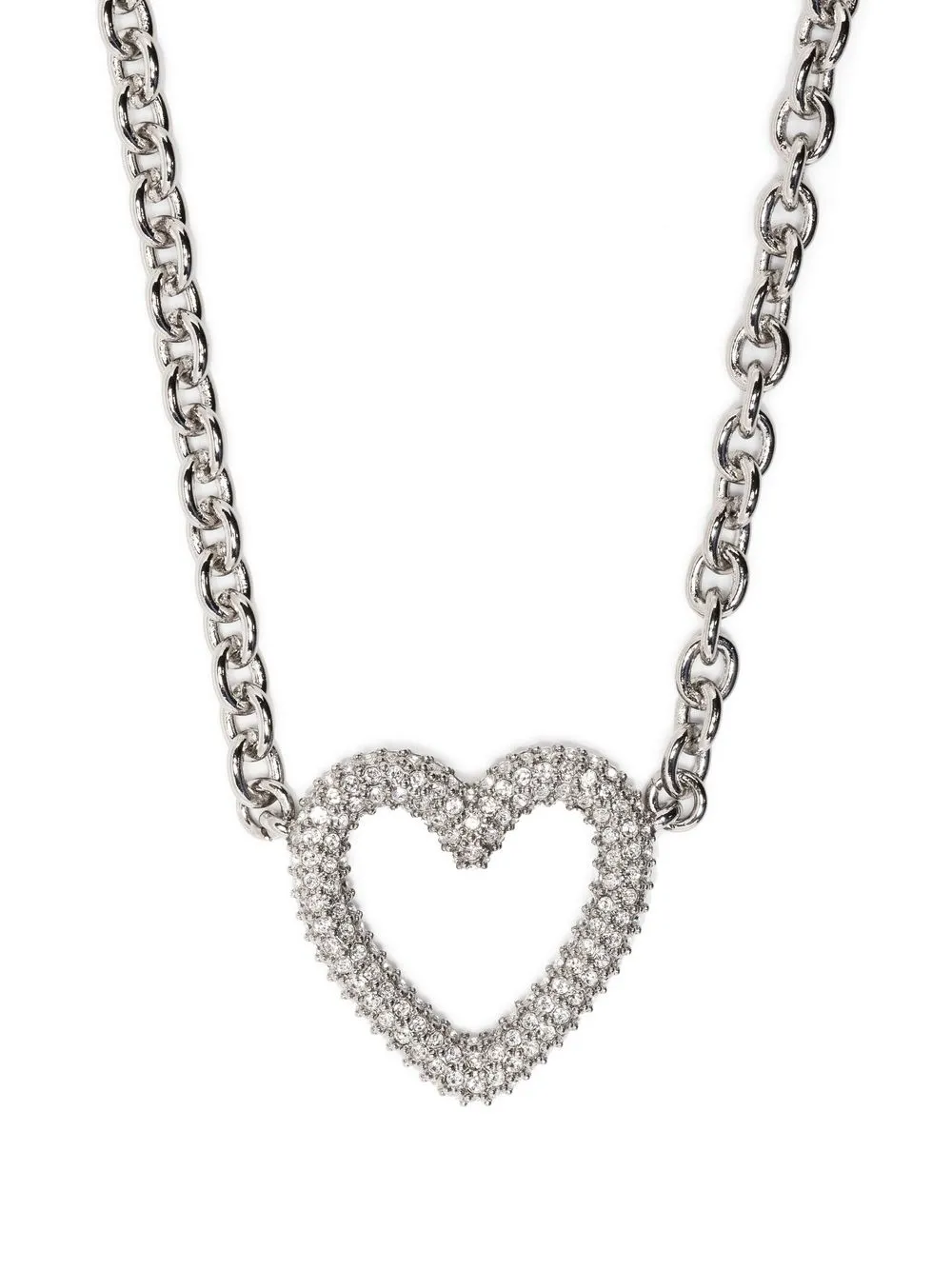 MACH MACH Heart shape Crystal embellished Necklace Silver FARFETCH AO