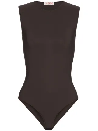 Valentino Garavani logo-embroidered Jersey Bodysuit | Brown | FARFETCH