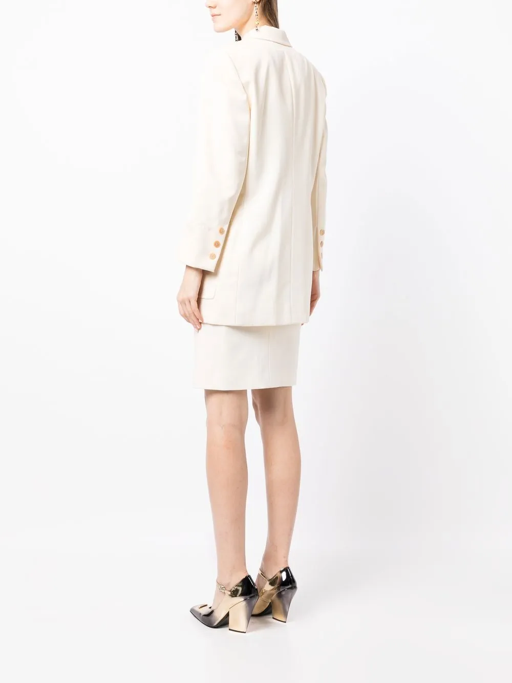 Pre-owned Celine 1990-2000s Set Up Double-breasted Suit In White | ModeSens