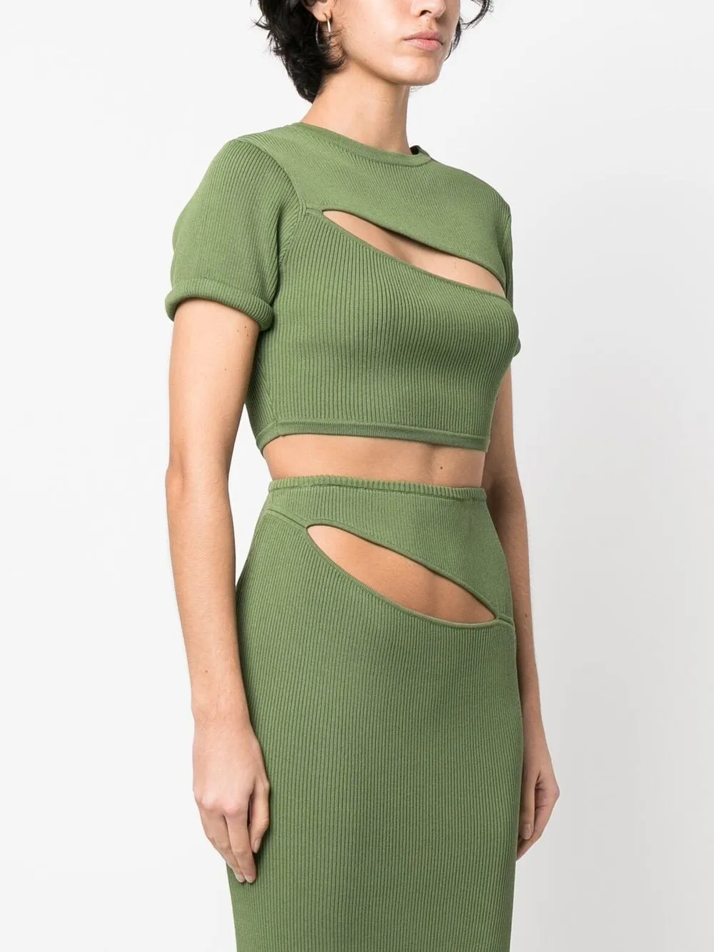Christopher Esber Slashed Cropped T-shirt | Green | FARFETCH