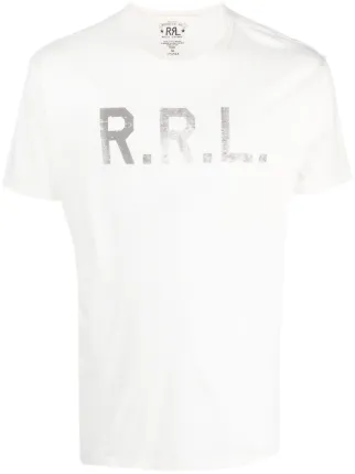 Ralph Lauren RRL Metallic Effect logo-print T-shirt | Neutrals | FARFETCH