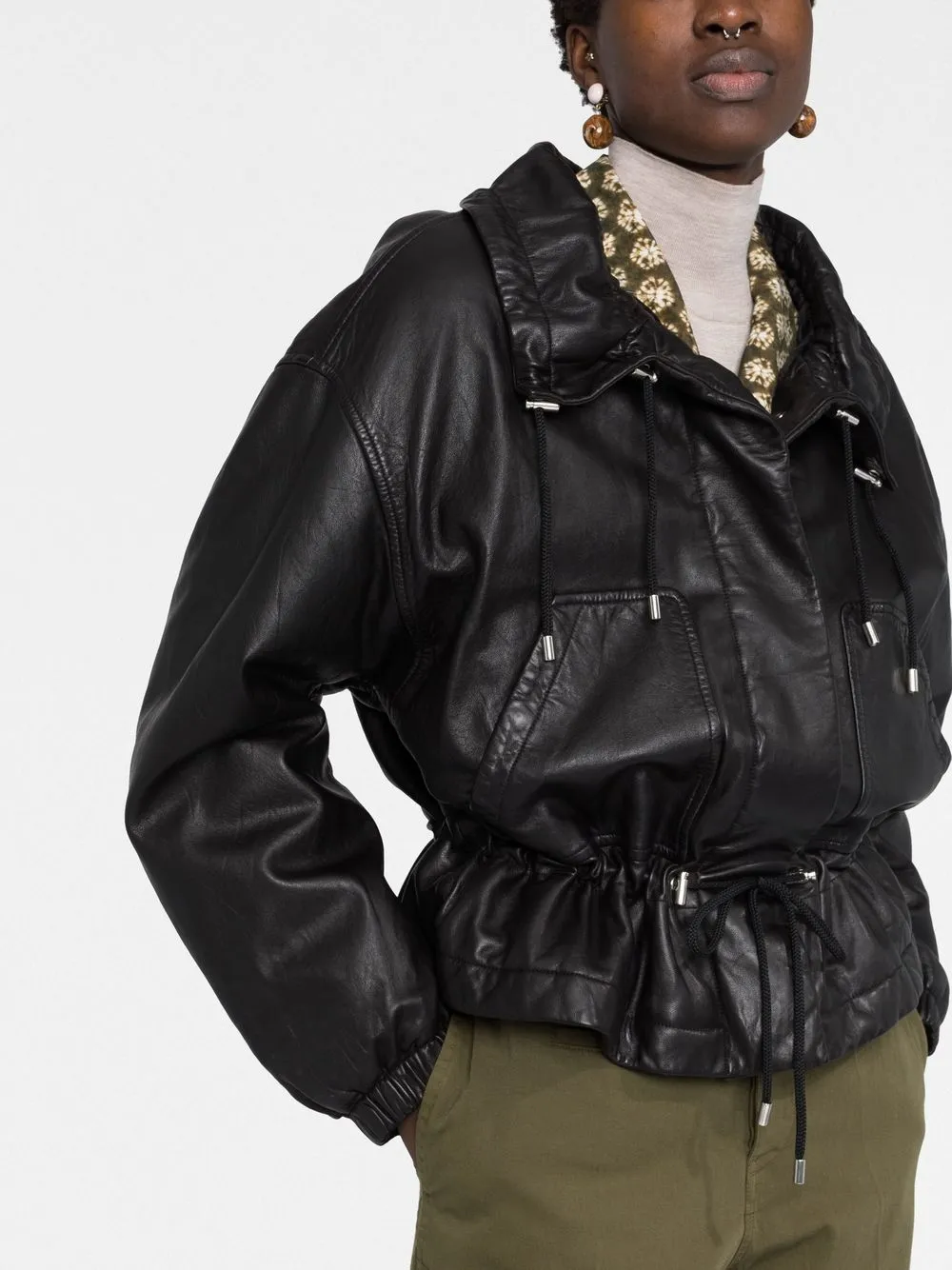 Isabel Marant Drawstring-waist Leather Jacket In Black | ModeSens