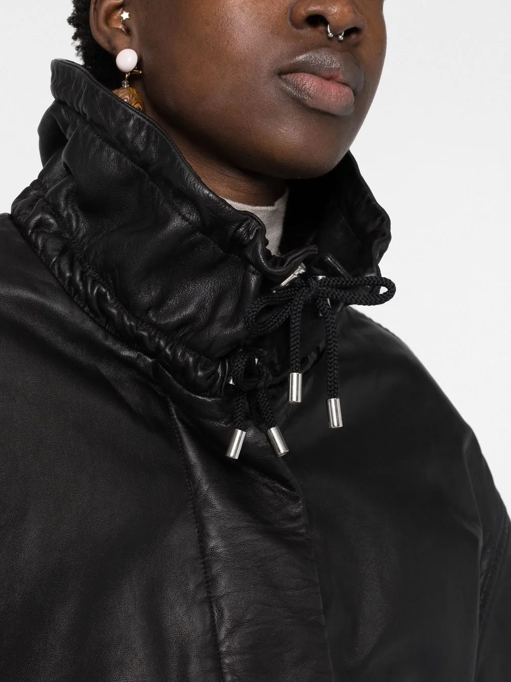 Isabel Marant Drawstring-waist Leather Jacket In Black | ModeSens