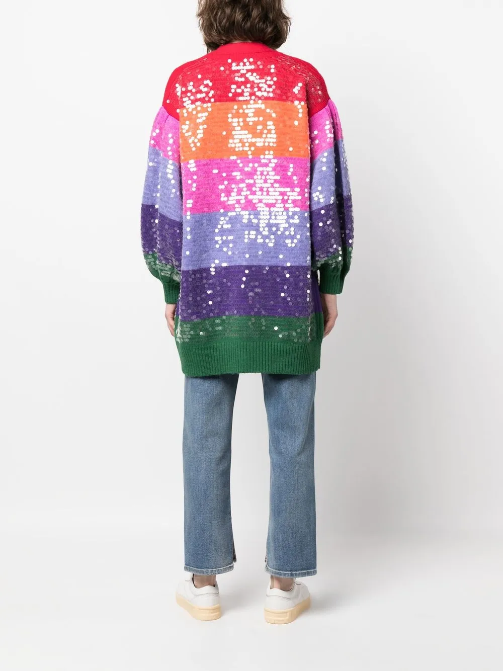 Farm Rio Colorblocked Sequin-embroidered Cardigan In Black | ModeSens