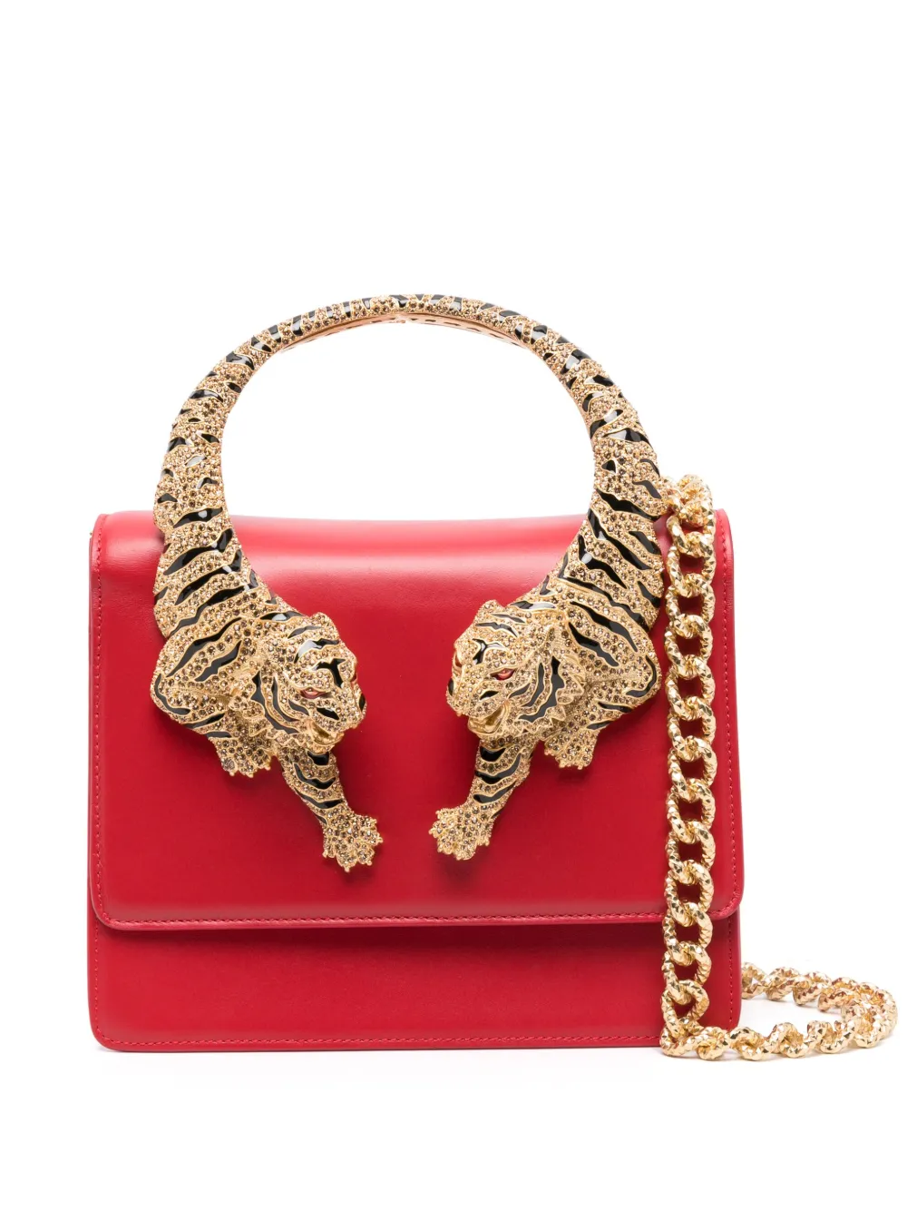 Roberto Cavalli Tiger-handle Shoulder Bag In Rot | ModeSens