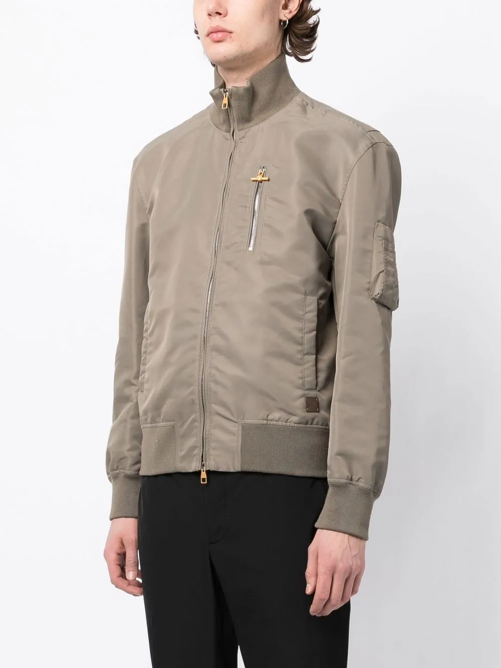 Dunhill High Neck Bomber Jacket In Grey | ModeSens