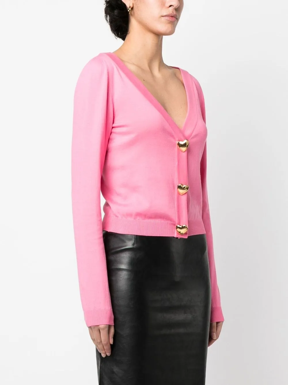 Moschino Heart-shaped Buttons Cardigan In Rosa | ModeSens