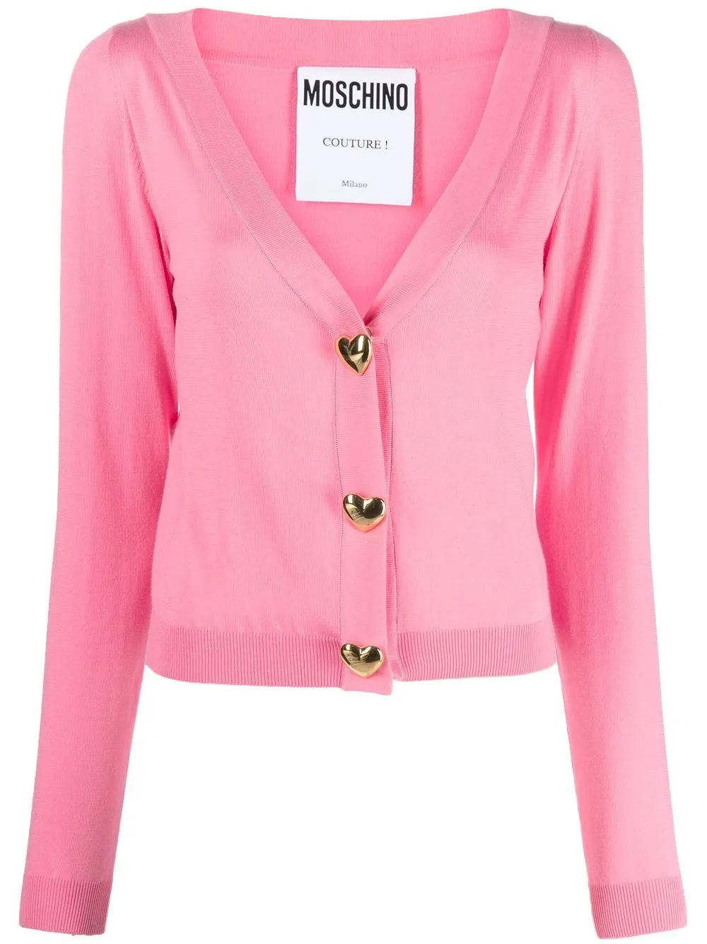 Moschino Heart-shaped Buttons Cardigan In Rosa | ModeSens
