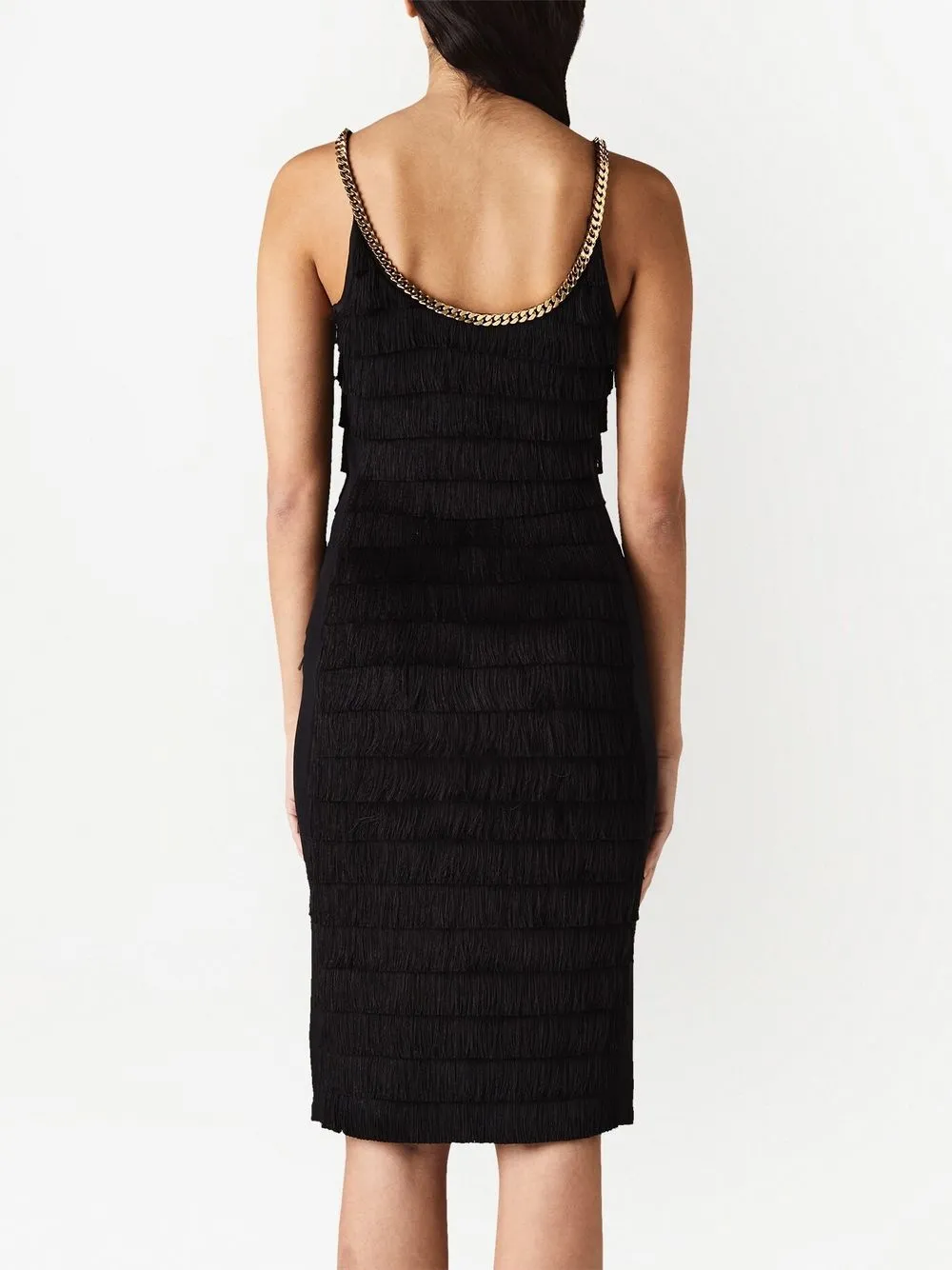 Burberry Melina Chain Trim Fringed Cocktail Dress In Black | ModeSens