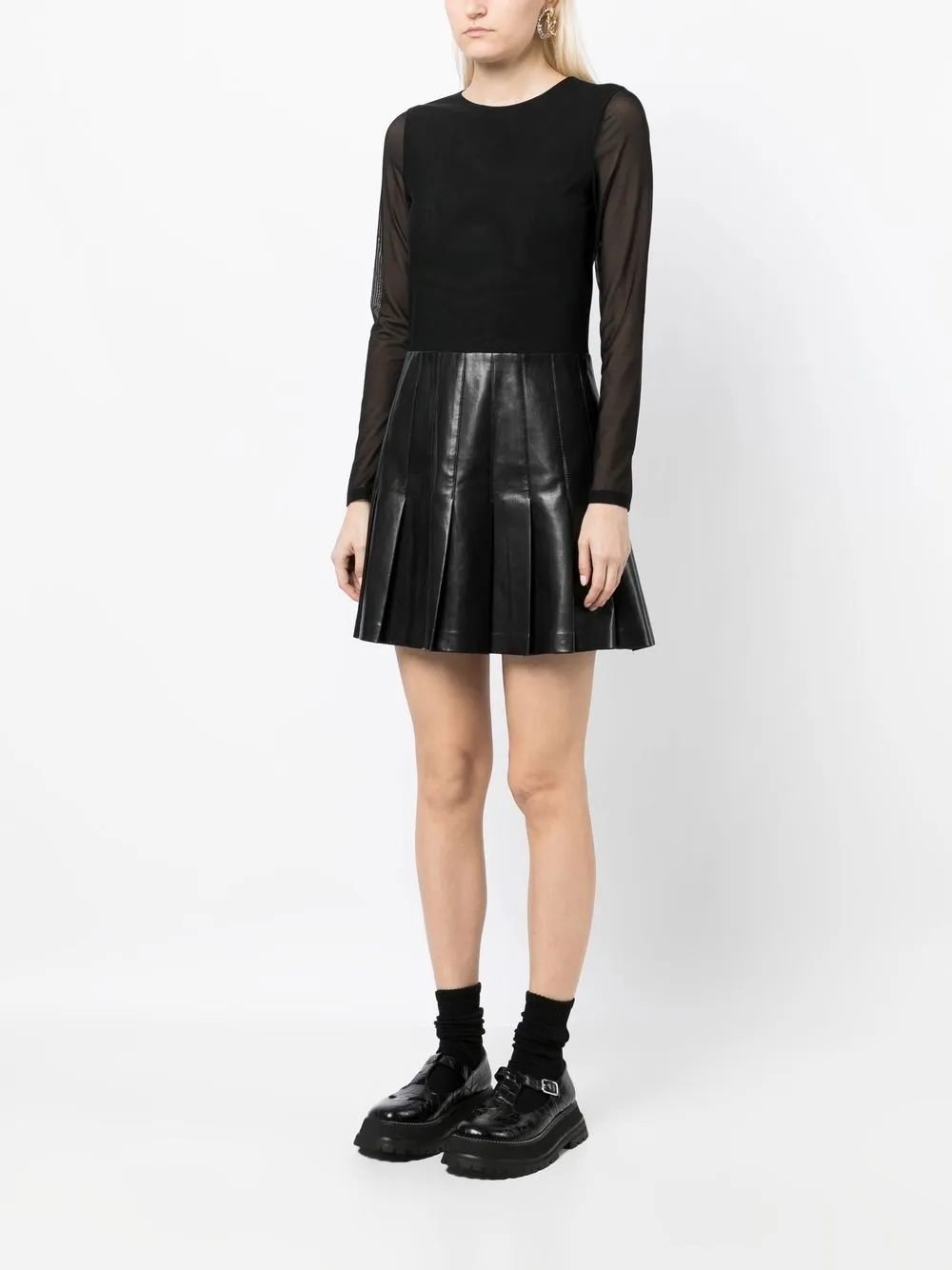 Alice + Olivia Chara sheer-sleeve Mini Dress | Black | FARFETCH