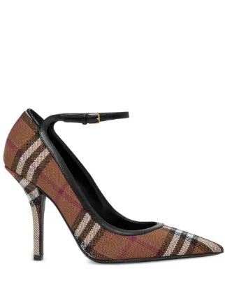 Burberry Knitted Vintage Check 100mm Pumps | Brown | FARFETCH