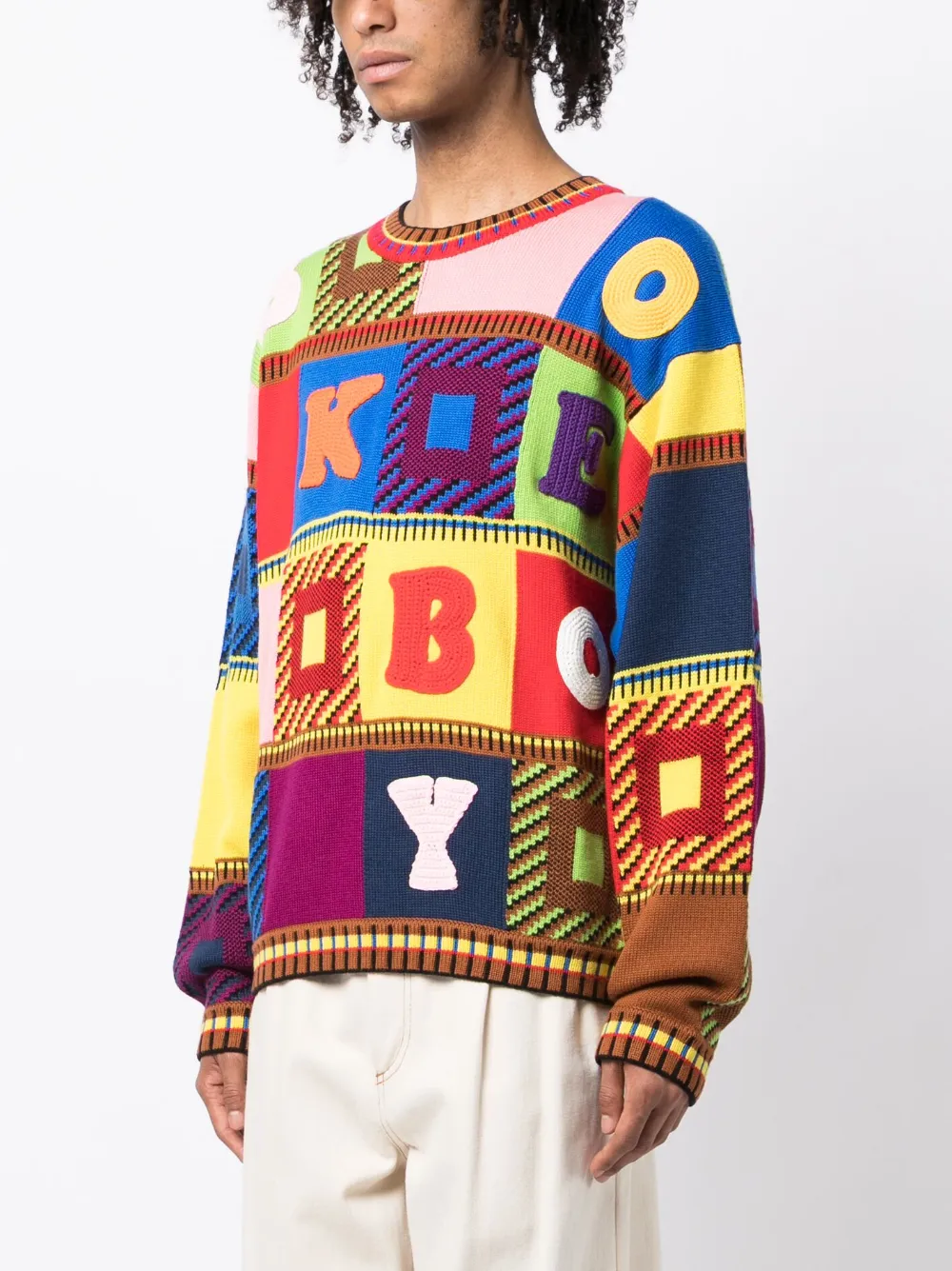 Kenzo crochet-detail Patchwork Jumper - Farfetch